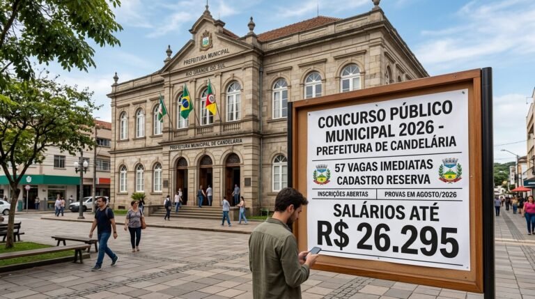 Concurso Candelária-RS 2026 tem 57 vagas imediatas, cadastro reserva e ...